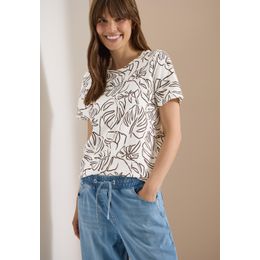 Cecil Damen T-Shirt, wei&szlig;, Gr. XL, gemustert, Web, 100% Baumwolle, Shirts, aus reiner Baumwolle