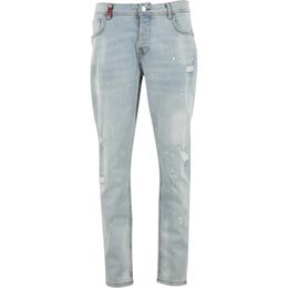 2Y Premium Herren Bequeme Jeans "2Y Premium CARLOS DESTROYED SLIM FIT JEANS"iceblau, Gr. 30, unifarben, 98% Baumwolle, 2% Elasthan, Jeans