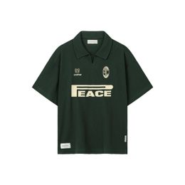 Herren Poloshirt "Another Cotton Lab Peace Waffle Polo", gr&uuml;n, Gr. XS, ANOTHER COTTON LAB, bedruckt, 100% Baumwolle, Shirts