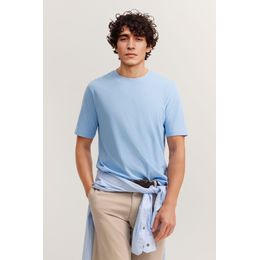 Bugatti Herren T-Shirt "Basic", blau, Gr. S, unifarben, 100% Baumwolle, Shirts, aus Baumwolle Modern Fit Rundhals