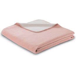 Wohndecke Biederlack, B:150cm L:200cm, rosa, Baumwolle, Polyacryl, Polyester, Wohndecken, "Doubleface", mit geketteltem Zierstich