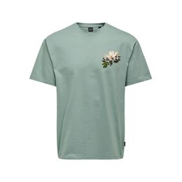 Only & Sons ONLY & SONS Herren T-Shirt "ONSFRANK RLX SS TEE NOOS"chinois gr&uuml;n print:arabic flower, Gr. XL, bedruckt, Jersey, Obermaterial: 100% Baumwolle,