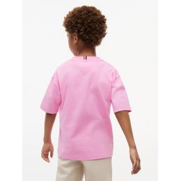 Tommy Hilfiger Jungen T-Shirt, pink, Gr. 5, unifarben, Single Jersey, Obermaterial: 100% Baumwolle, Shirts, f&uuml;r Kinder bis 16 Jahre, Regular Fit,