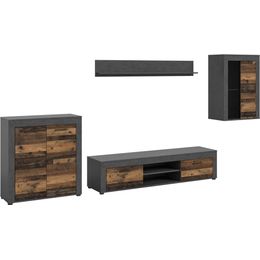 Wohnwand OTTO HOME, B:330cm H:169cm T:40cm, grau, Holzwerkstoff, Wohnzimmer, Kastenm&ouml;bel-Sets, "AOSTA, Breite 330cm, 4-teilige Wohn-Kombination",