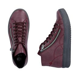 Rieker Damen Schn&uuml;rboots, Gr. 37rot, Lederimitat, Schuhe, High Top-Sneaker, Herbstschuh mit dezenten Ziern&auml;hten