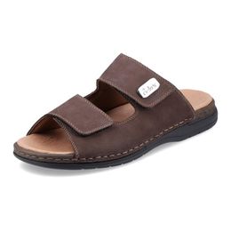 Rieker Herren Pantolette, Gr. 43, braun, Nubukleder, Schuhe, Klettschuh, Sandale, Sommerschuh mit praktischem Klettverschluss