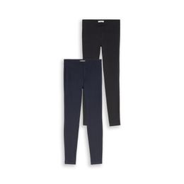 Tom Tailor M&auml;dchen Leggings, schwarz, Gr. 158, unifarben, Jersey, Obermaterial: 95% Baumwolle, 5% Elasthan, Hosen, 2er Pack Stretch-Leggins / f&uuml;r Kids
