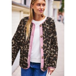 Damen Cardigan, braun, Gr. 42, STREET ONE STUDIO, Stoff, 100% Polyester, Strickjacken, mit Leomuster