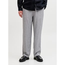 Jack & Jones JACK & JONES Herren Chinohose "JPSTKARL MYKONOS LINEN BLEND CHINO", grau, Gr. S, unifarben, Web, Obermaterial: 55% Leinen, 45% Viskose, Hosen
