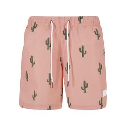 Urban Classics Herren Badeshorts "Urban Classics Herren Pattern Swim Shorts", rosa, Gr. XL, 100% Polyester, Badehosen