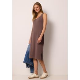 Damen Jerseykleid, braun, Gr. 46, STREET ONE STUDIO, unifarben, Web, 49% Baumwolle, 49% Polyester, 2% Elasthan, Kleider, im Basic Style