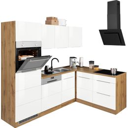 Winkelk&uuml;che KOCHSTATION, B:230cm H:200cm T:60cm, wei&szlig;, Komplettk&uuml;chen-Sets, "KS-Brindisi Stellbreite 230/170 cm", wahlweise mit E-Ger&auml;ten und