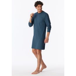 Schiesser Herren Nachthemd ""Comfort Essentials"", Gr. 52, blau, Single Jersey, Obermaterial: 100% Baumwolle, Kleider, mit dezentem Allover-Muster