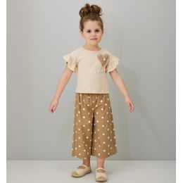 IDO M&auml;dchen Shorts "BABY GIRL TWO PIECES SET"beige, Gr. 74, 95% Baumwolle, 5% Elasthan - 50% Baumwolle, 50% Polyester, Hosen