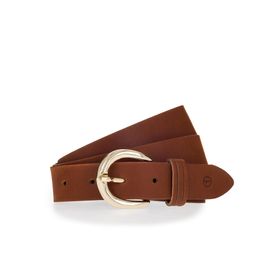 Tamaris Damen Lederg&uuml;rtel ""Clara Gold"", braun, Gr. 100, unifarben, Rindsleder, G&uuml;rtel, 3 cm Breite, aus Rindsleder, mit goldfarbener Dornschnalle
