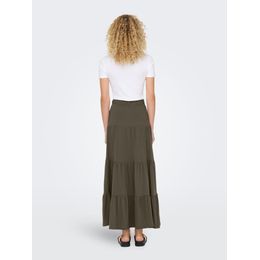 Only Damen Maxirock "ONLMAY MAXI SKIRT", gr&uuml;n, Gr. XXS, unifarben, Jersey, Obermaterial: 100% Baumwolle, R&ouml;cke, Baumwolle, mit Volant