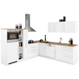 Winkelk&uuml;che KOCHSTATION, B:260cm H:200cm T:60cm, wei&szlig;, Komplettk&uuml;chen-Sets, "KS-Samos", Stellbreite 260x270 cm, wahlweise mit E-Ger&auml;ten und Induktion