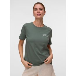 V&eacute;ro Moda VERO MODA Damen Kurzarmshirt "VMSIGRID PAULINA SS TOP BOX JRS", gr&uuml;n, Gr. XS, bedruckt, Jersey, Obermaterial: 100% Baumwolle, Shirts, Baumwolle,