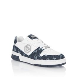 Philipp Plein Herren Sneaker "Monogram", Gr. 410108, wei&szlig;, middleblau, Schuhe