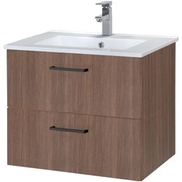 Waschtisch Welltime, B:60cm H:52cm T:46cm, braun, Badezimmer, Waschtische, "Trento in verschiedenen Ausf&uuml;hrungen inkl. Waschbecken", Badm&ouml;bel in