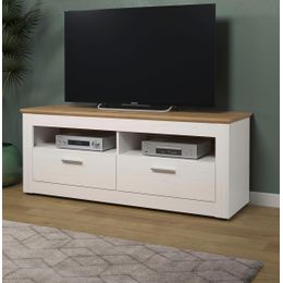 Lowboard Home Affaire, B:148cm H:59cm T:45cm, wei&szlig;, Wohnzimmer, Sideboards, "Nybro TV-Kommode", TV-Unterteil mit 2 Schubladen & 2 F&auml;chern - (B/T/H)