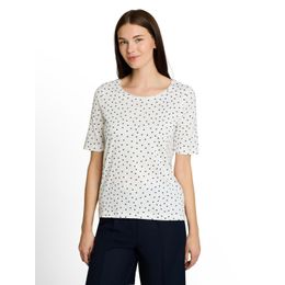Tom Tailor Damen Rundhalsshirt, wei&szlig;, Gr. XXXL, gepunktet, Single Jersey, Obermaterial: 100% Baumwolle, Shirts, Sommershirt mit Punkten