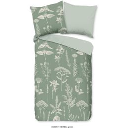 Wendebettw&auml;sche Good Morning, gr&uuml;n, Flanell, Obermaterial: 100% Baumwolle, Bettw&auml;sche, "Herbs", Biber, 135x200, Warm, Weich, Wendeoptik,