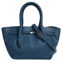 FORTY Damen Henkeltasche "Colentessa - S", blau, Leder, leicht gl&auml;nzend, unifarben, Taschen, echt Leder, Made in Italy