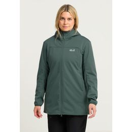 Jack Wolfskin Damen Softshellmantel "WINDHAIN 2 COAT W", gr&uuml;n, Gr. XS, Obermaterial: 100% Polyester. Futter: 100% Polyester, M&auml;ntel, Softshellmantel