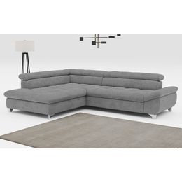 Ecksofa COTTA, B:312cm T:234cm, grau, Wohnzimmer, Sofas, "Gemini L-Form, B: 312 cm", mit Kopfteilverstellung, optional Schlaffunktion