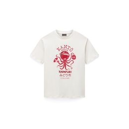 Napapijri T-Shirt 'Sunda' Herren Gr&ouml;&szlig;e M rot / naturwei&szlig;