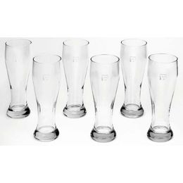 Van Well Bierglas "Weizenbierglas", &Oslash; 8cm x 23,5cm, 500ml, 6 Stk., transparent, Trinkgef&auml;&szlig;e, 0,5 L, geeicht, sp&uuml;lmaschinenfest, Gastronomiequalit&auml;t,