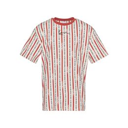 Karl Kani Herren T-Shirt "Karl Kani Herren KM232-034-2 KK Small Signature Logo Stripe Tee"rot, sanftes wei&szlig;, Gr. S, gestreift, 100% Baumwolle, Shirts