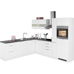 Winkelk&uuml;che KOCHSTATION, B:240cm T:60cm, wei&szlig;, Komplettk&uuml;chen-Sets, "KS-Luhe", Stellbreite 240x270 cm, wahlweise mit oder ohne E-Ger&auml;ten, MDF-Fronten