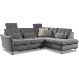 Ecksofa DIE PLANBAR, B:242cm H:87cm T:116cm, grau, 100% Polyester, Wohnzimmer, Sofas, "MP-IN20016 L-Form mit Federkern-Polsterung", wahlweise mit