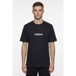 Herren T-Shirt "M LIN SJ T", schwarz-wei&szlig;, Gr. S, adidas Sportswear, Obermaterial: 100% Baumwolle, Shirts, &uuml;berschnittene Schultern, Kurzarmdesign,