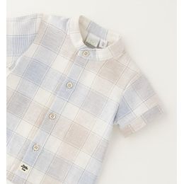 IDO Jungen Businessshirt "BABY BOY SUMMER SHIRT"light blau, Gr. 58, 55% Leinen, 43% Baumwolle, 2% Elasthan, Shirts