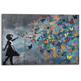Deco-Panel Reinders, B:90cm H:60cm T:2cm, bunt, Bilder, "M&auml;dchen im Stil von Banksy", Teenager Zimmer - Nacht - Mehrfarbig - MDF - Kunst - 90x60 cm