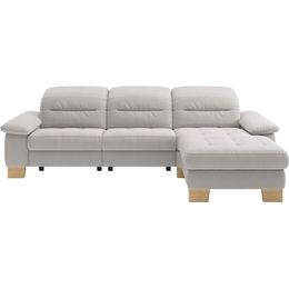Ecksofa Home Affaire, B:280cm H:84cm T:184cm, grau, 100% Polyester, Wohnzimmer, Sofas, "Basel, mit vollmotorischem Relaxkomfort, Breite 283cm"