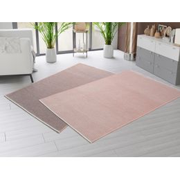 Teppich, B:65cm H:5mm L:130cm, grau, OCI DIE TEPPICHMARKE, Polyester, Wohnzimmer, Teppiche, "JOKER OF STRIPES", Wendeteppich, weiche flache