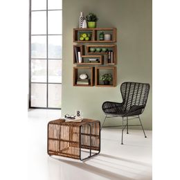 Sessel Sit, B:75cm H:113cm T:84cm, schwarz, Wohnzimmer, Sessel, "Rennes Rattan-Sessel mit Armlehnen & stabilem Metallgestell", Handgefertigter