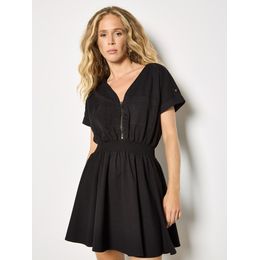 Apricot Damen Minikleid "Minikleid", schwarz, Gr. 42, uni, gewebt, Obermaterial: 55% Baumwolle CO. 43% Lyocell CLY. 2% Elasthan EL., Kleider, mit
