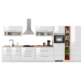 K&uuml;chenzeile KOCHSTATION, B:430cm T:60cm, wei&szlig;, Komplettk&uuml;chen-Sets, "KS-Wien", Breite 430 cm, wahlweise mit E-Ger&auml;ten und Induktion