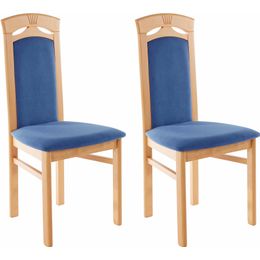 Esszimmerstuhl Home Affaire, B:47cm H:101cm T:51cm, blau, Holzwerkstoff, St&uuml;hle, "Anthony", Holzstuhl mit dekorativen Fr&auml;sungen