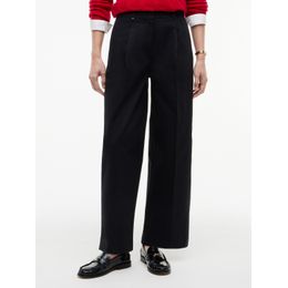 Tommy Hilfiger Damen Chinohose "COTTON BARREL PLEATED CHINO", schwarz, Gr. 34, unifarben, Web, Obermaterial: 65% Baumwolle, 33% Lyocell, 2% Elasthan,