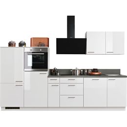 K&uuml;chenzeile KOCHSTATION, B:320cm T:60cm, wei&szlig;, Komplettk&uuml;chen-Sets, "KS-Scafa, mit h&ouml;henverstellbaren F&uuml;&szlig;en", vormontiert, wahlweise mit E-Ger&auml;ten,