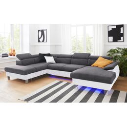 Wohnlandschaft COTTA, B:320cm, wei&szlig;, Microfaser PRIMABELLE (100% Polyester);Kunstleder SOFTLUX;Feinstruktur (100% Polyester);Kunstleder