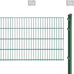 Arvotec Doppelstabmattenzaun "EXCLUSIVE 83 zum Einbetonieren", H/L: 83cm x 22m, Pfosten: 12 Stk., gr&uuml;n, Zaunelemente, Zaunh&ouml;he 83 cm, Zaunl&auml;nge 2 -