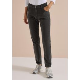 Cecil Damen 5-Pocket-Hose, grau, Gr. 36, unifarben, Web, 98% Baumwolle, 2% Elasthan, Hosen, in Cord-Optik