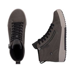 RIEKER SPORT Damen Schn&uuml;rboots, Gr. 39, grau, Glattleder, used, Schuhe, Stiefelette, High Top Sneaker, Freizeitboots mit Rei&szlig;verschluss